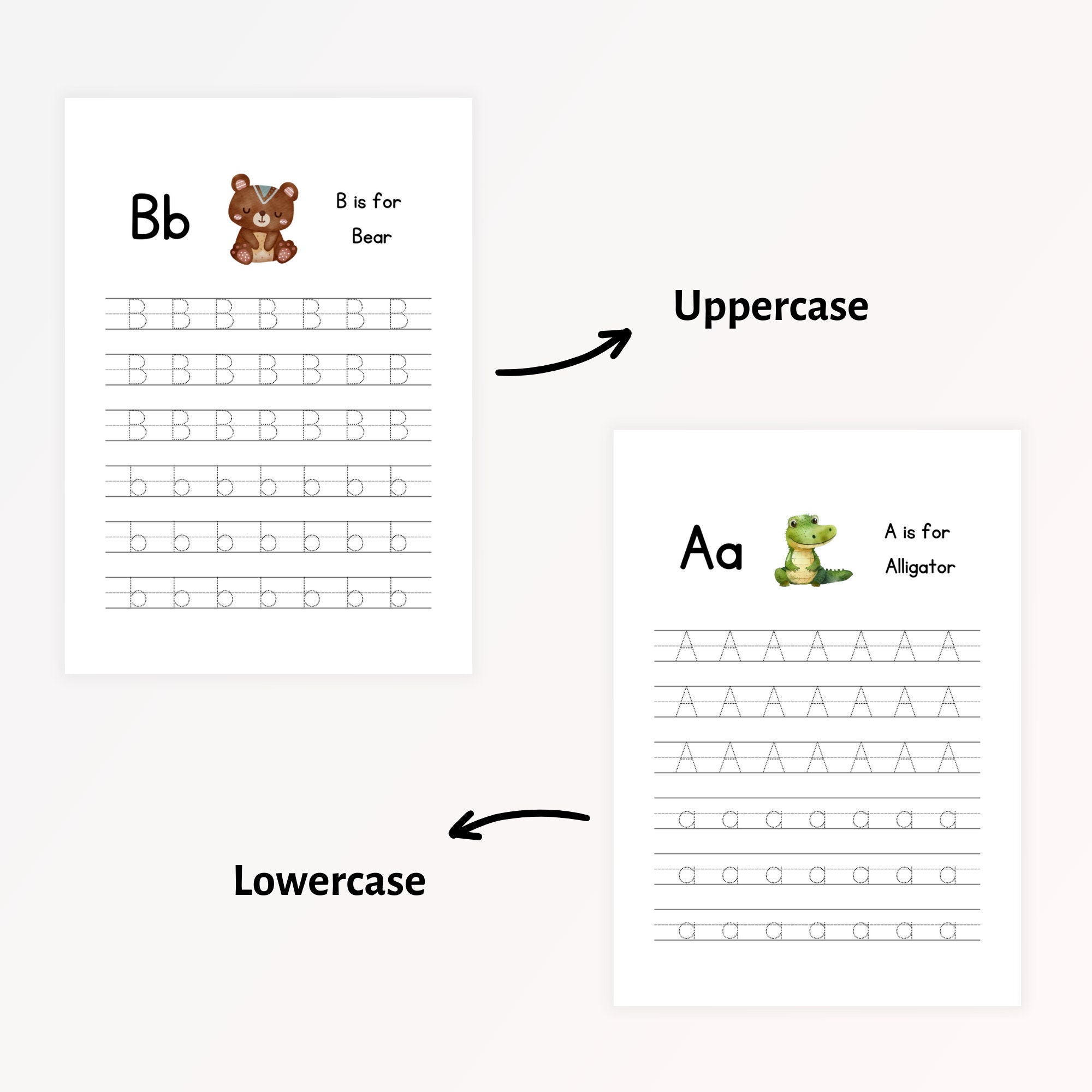 Alphabet Tracing Worksheets Preschool Alphabet Handwriting - Etsy