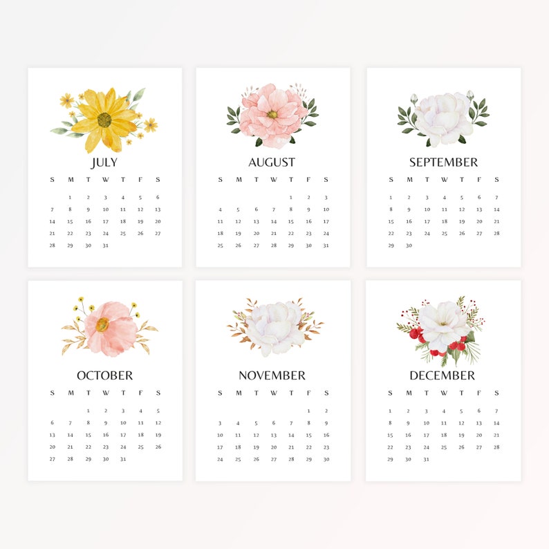Floral 2024 Calendar Printable Calendar Weekly Planner - Etsy