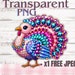 Thanksgiving Turkey PNG, Rhinestone Turkey, Pastel Rainbow Cute Girl ...