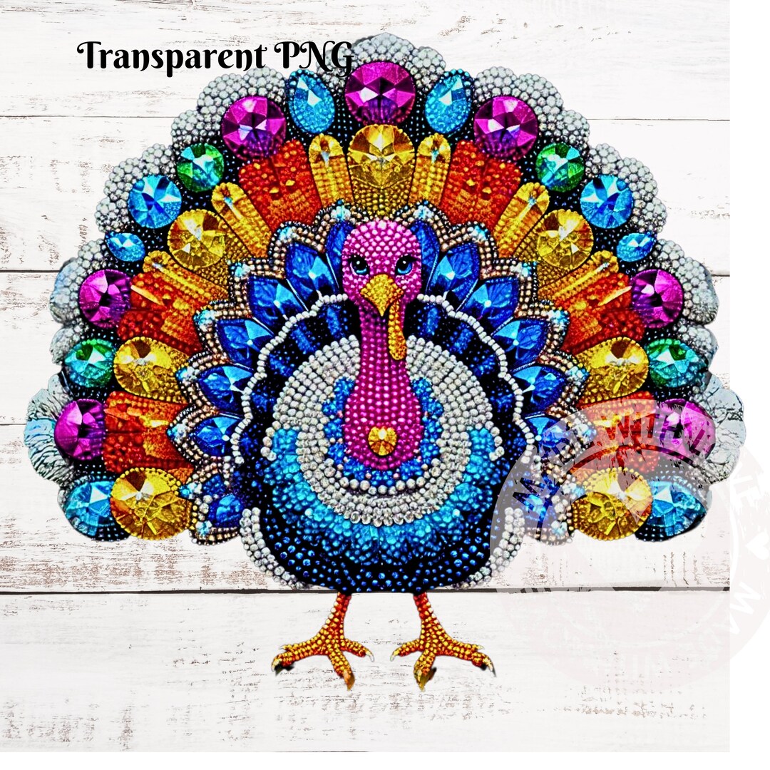 Preppy Thanksgiving Turkey Colorful Bright PNG, Bling Turkey, Rainbow ...