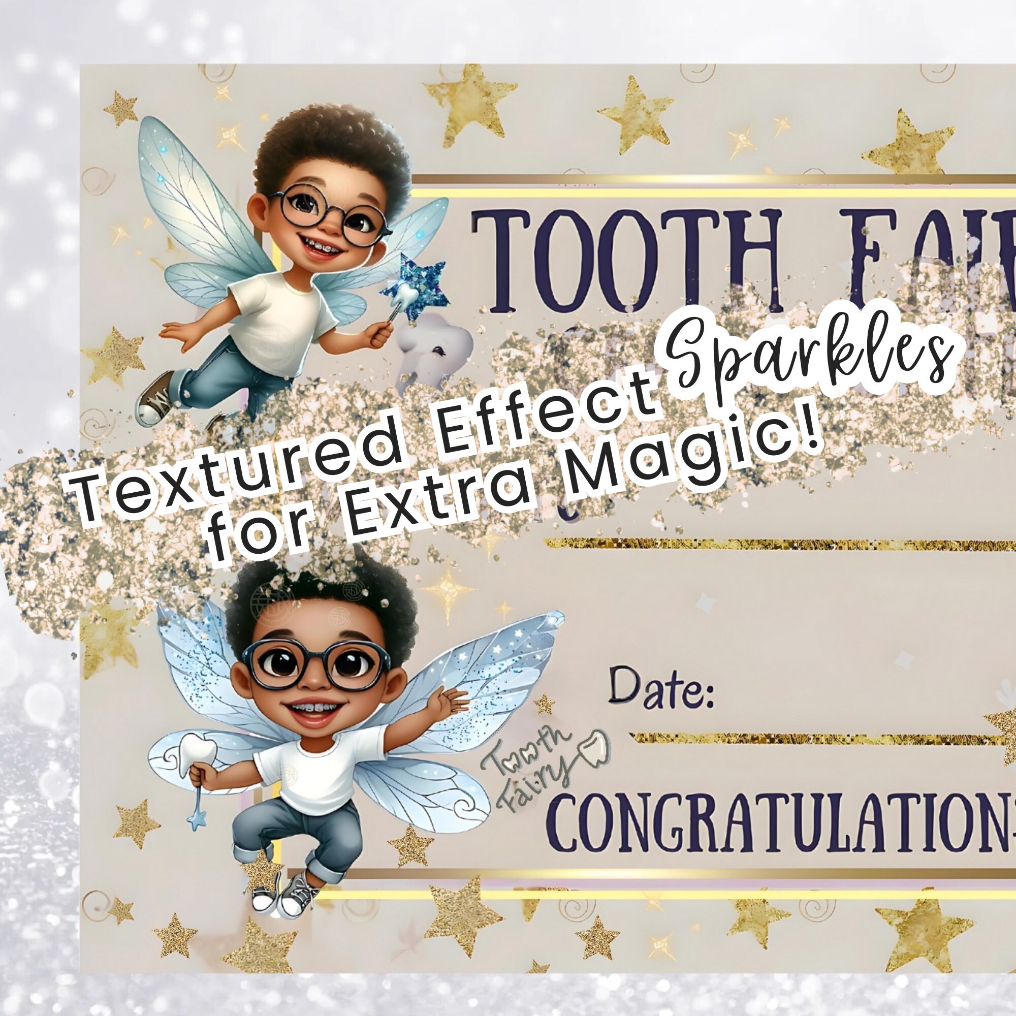 Boys Tooth Fairy Certificate, Retainer Award, Black Tooth Fairys, Boy ...