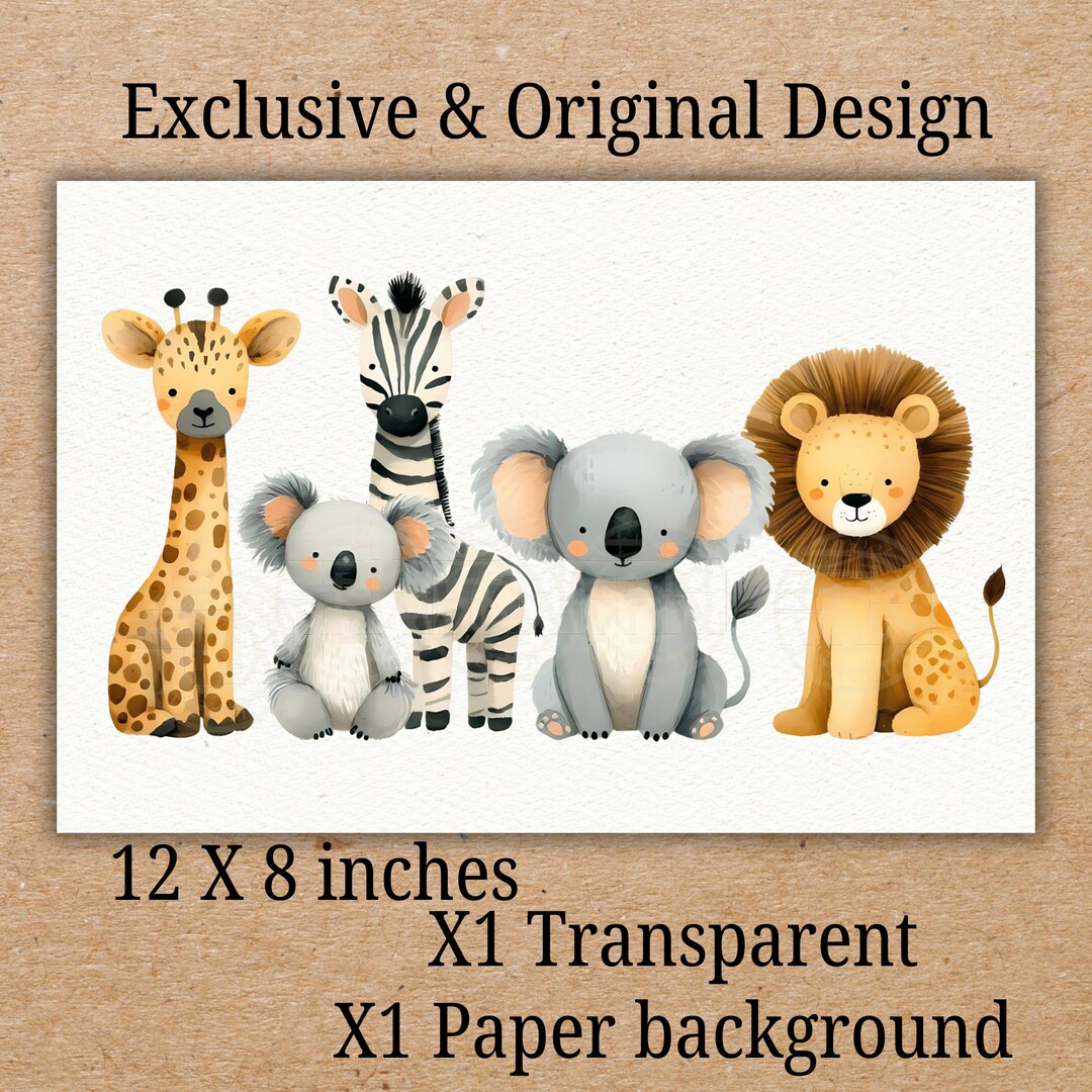 Jungle Baby Animals Clipart Bundle, Whimsical Watercolor Safari Babies ...