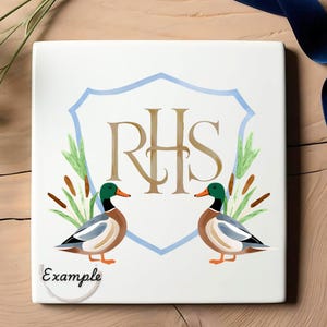 Watercolor Duck Crest, Mallard Ducks Baby Design, Grandmillennial ...