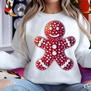 Gingerbread Man PNG, Faux Rhinestone PNG, Preppy Holiday PNG, Bling ...