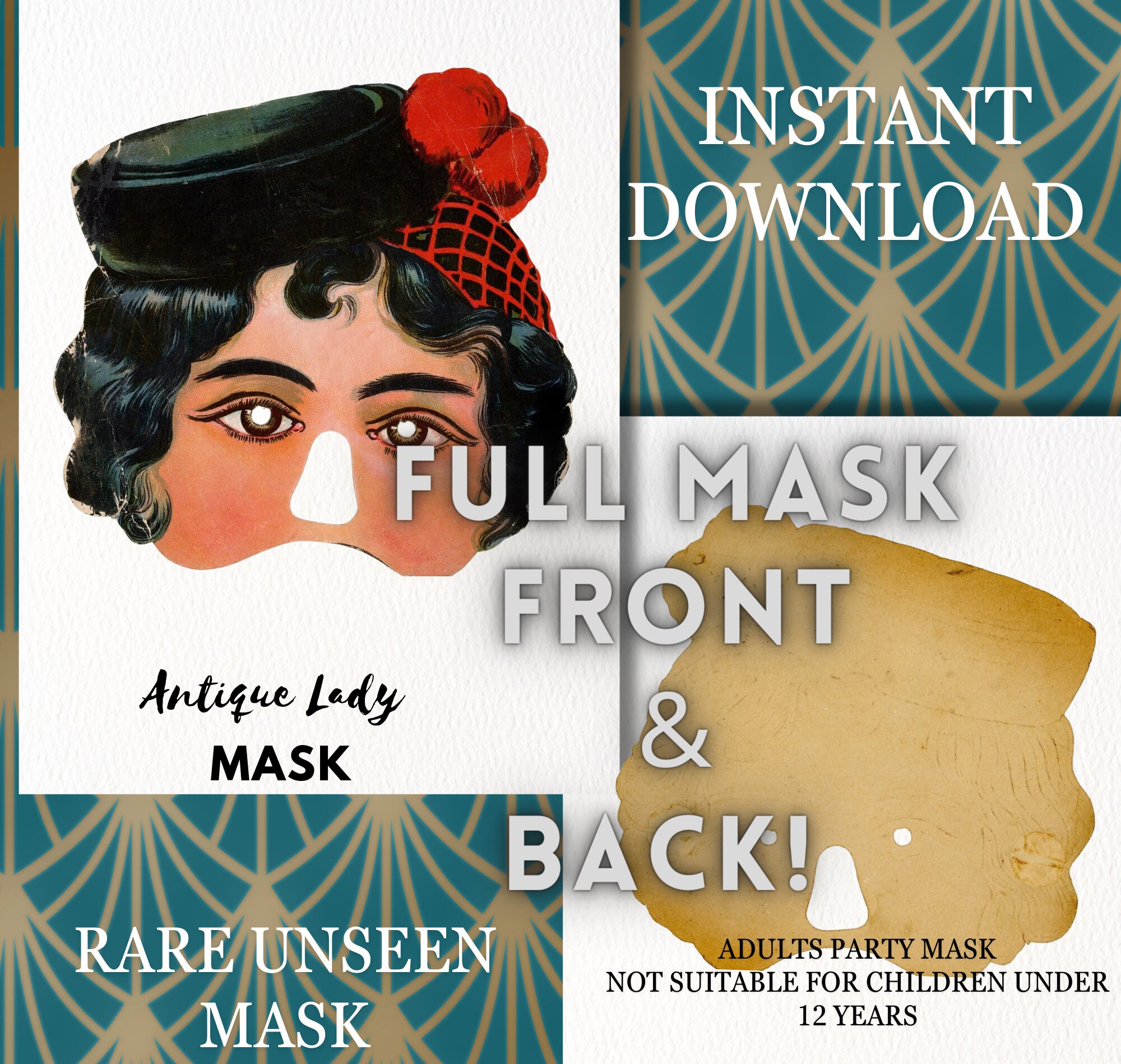 Victorian Party Mask, Printable Lady Mask, Antique Cosplay Ladies Mask ...