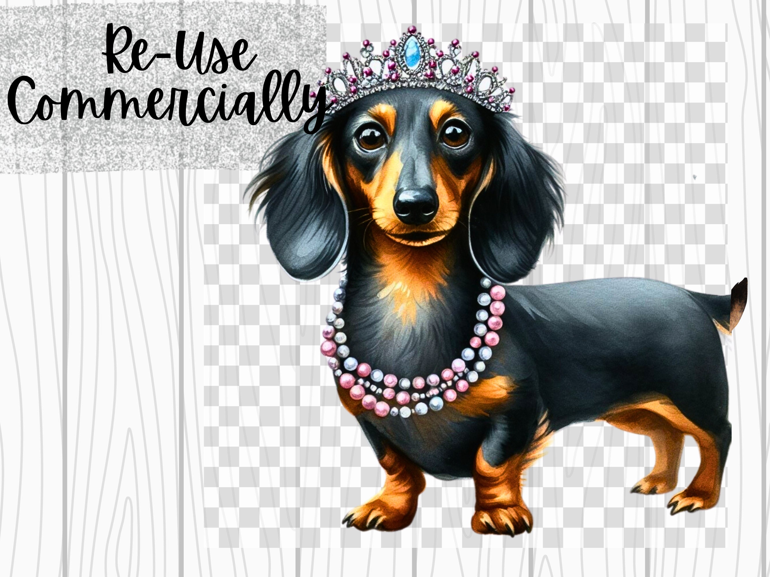 Watercolor Dachshund Clipart: Princess Dogs With Pearls (digital ...