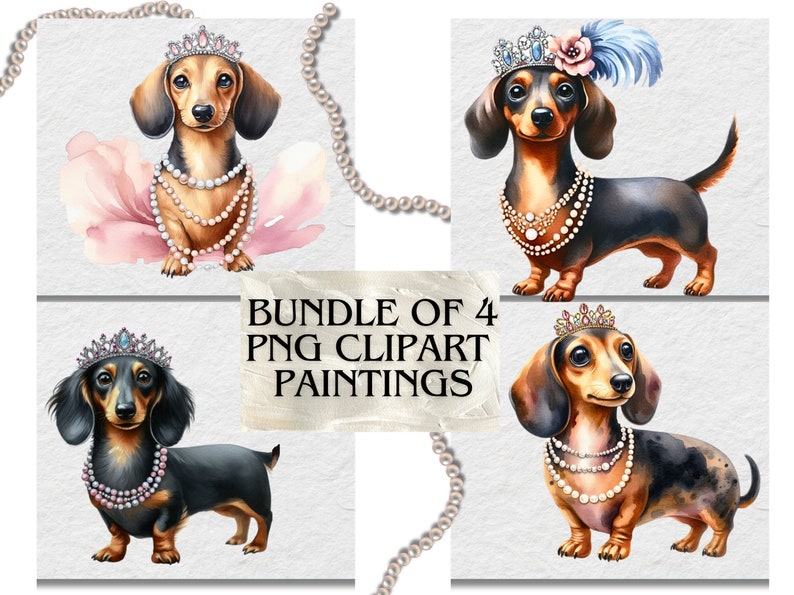 Dachshund Clipart, Girl Sausage Dog PNG, Watercolor Dogs PNG, Spoilt ...