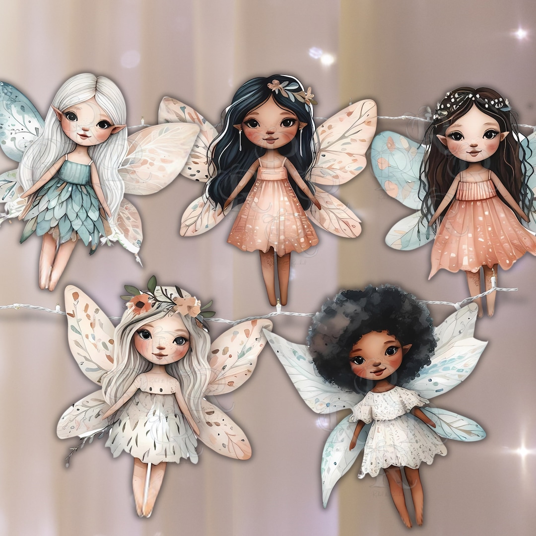Fairy Friends Clipart Bundle, Multicultural Fairies, Cottagecore Fairy ...