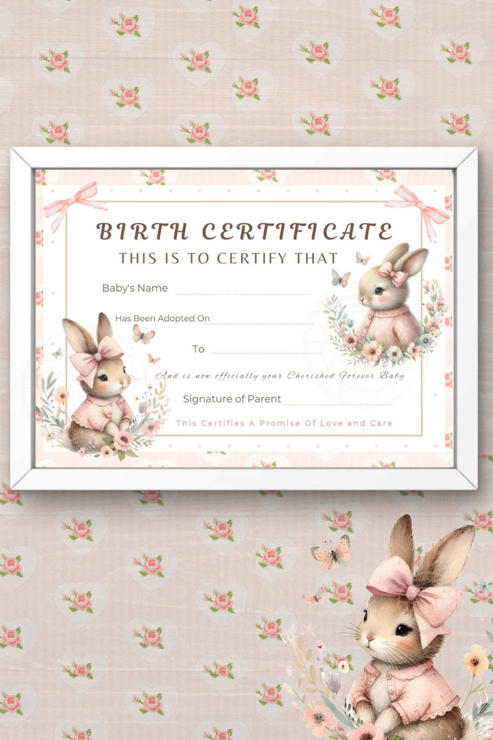 Printable Reborn Doll Birth Certificate Girl | Reborn Baby Adoption ...
