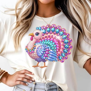 Thanksgiving Turkey PNG, Rhinestone Turkey, Pastel Rainbow Cute Girl ...