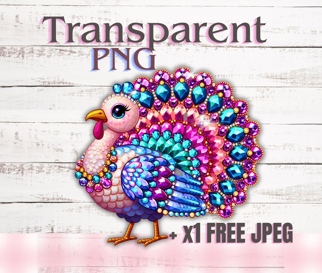 Thanksgiving Turkey PNG, Rhinestone Turkey, Pastel Rainbow Cute Girl ...