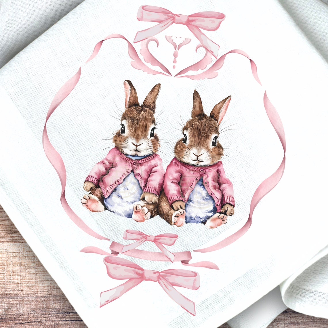 Twin Bunny Clipart Bundle, Watercolor Bunnies, Handpainted Rabbits ...