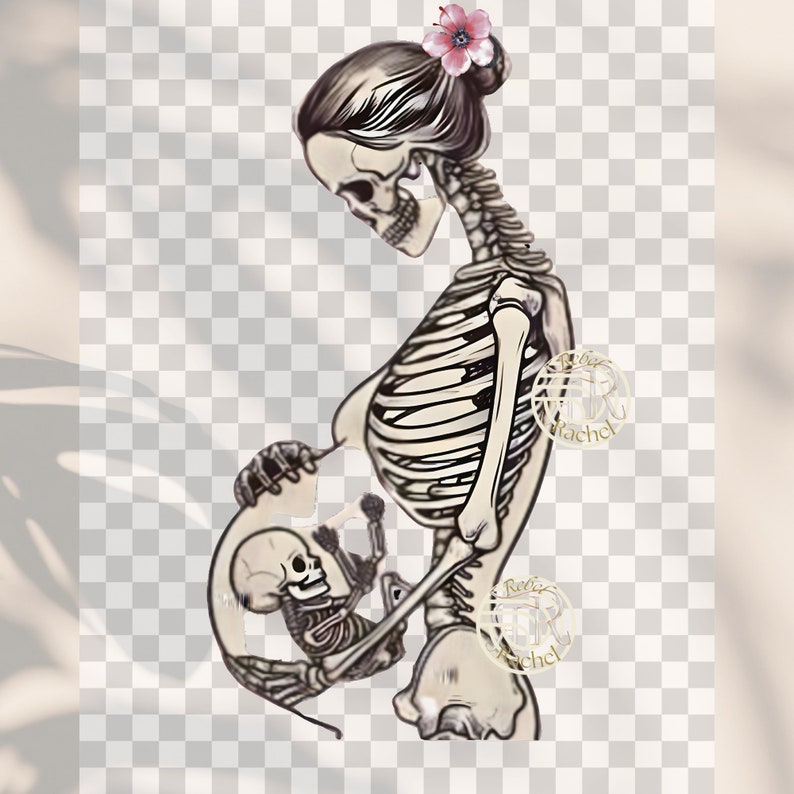 Pregnant Skeleton PNG, Mommy to Be, Pregnancy Announcement, Digital ...