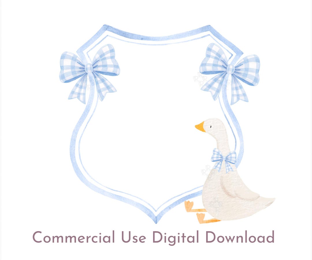 Goose Crest Gingham Bow Frame Clipart Png Bundle, Coquette Bows Crest ...