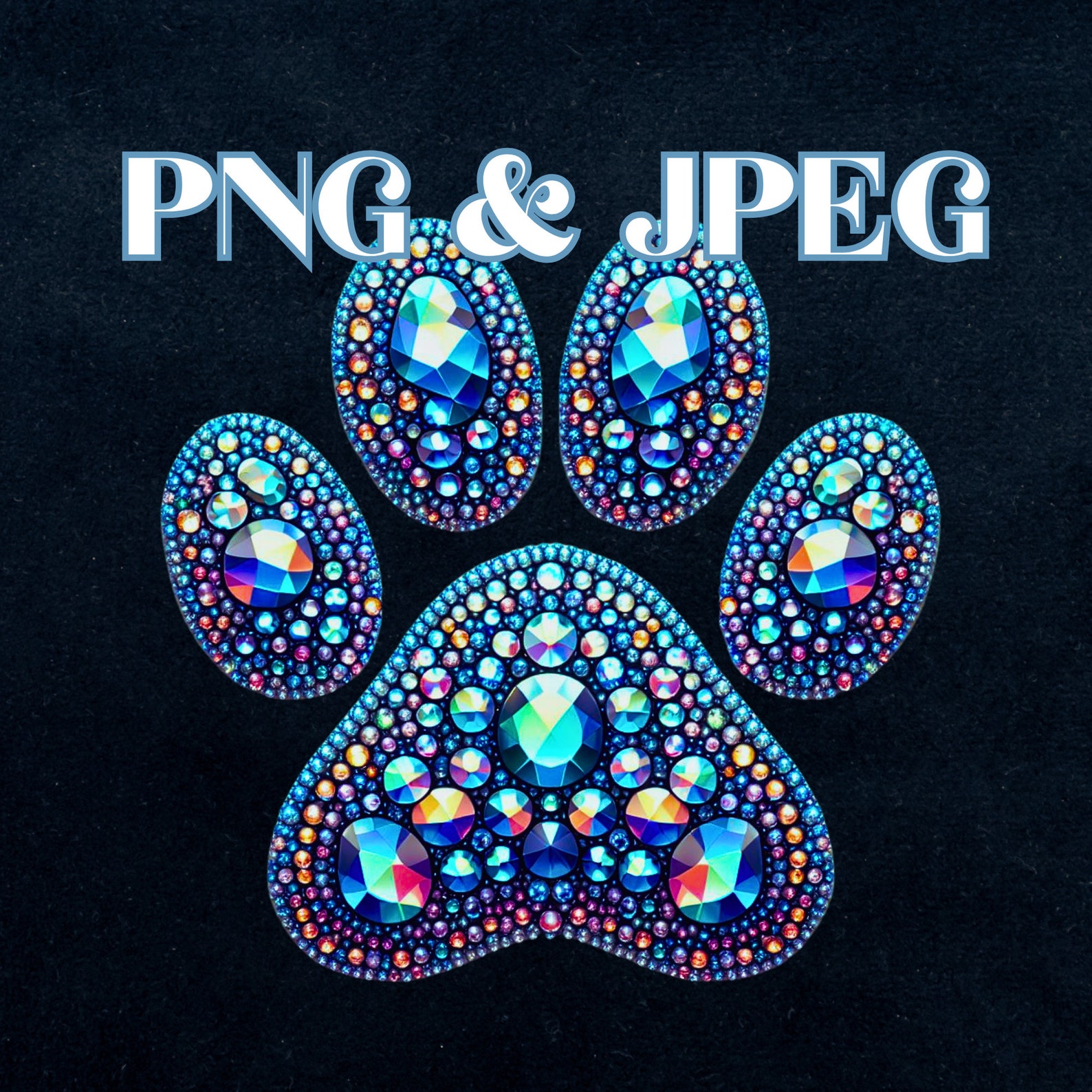 Paw Print Colourful Bright PNG, Bling, Diamond Paw Png, Paw Print ...