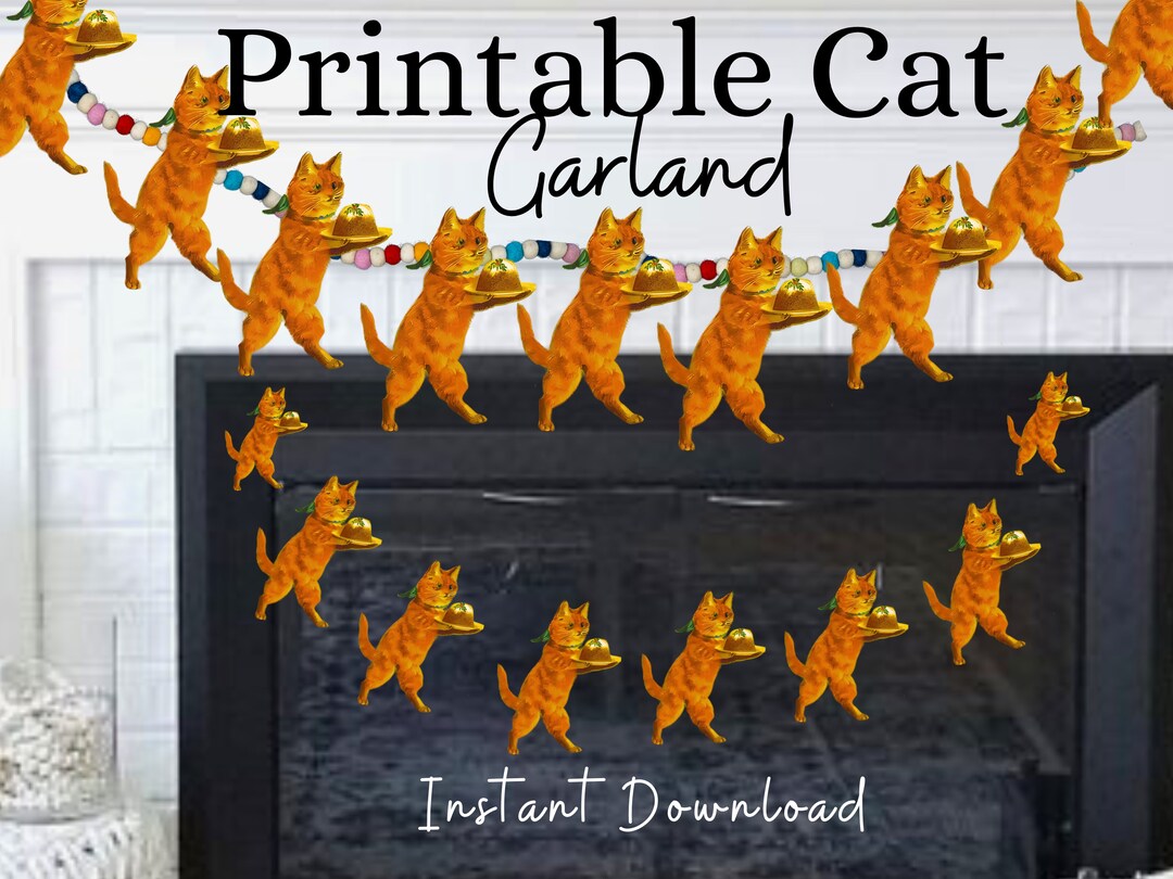 Cat Christmas Garland, Ginger Cat Party Buting, Marmalade Cat ...