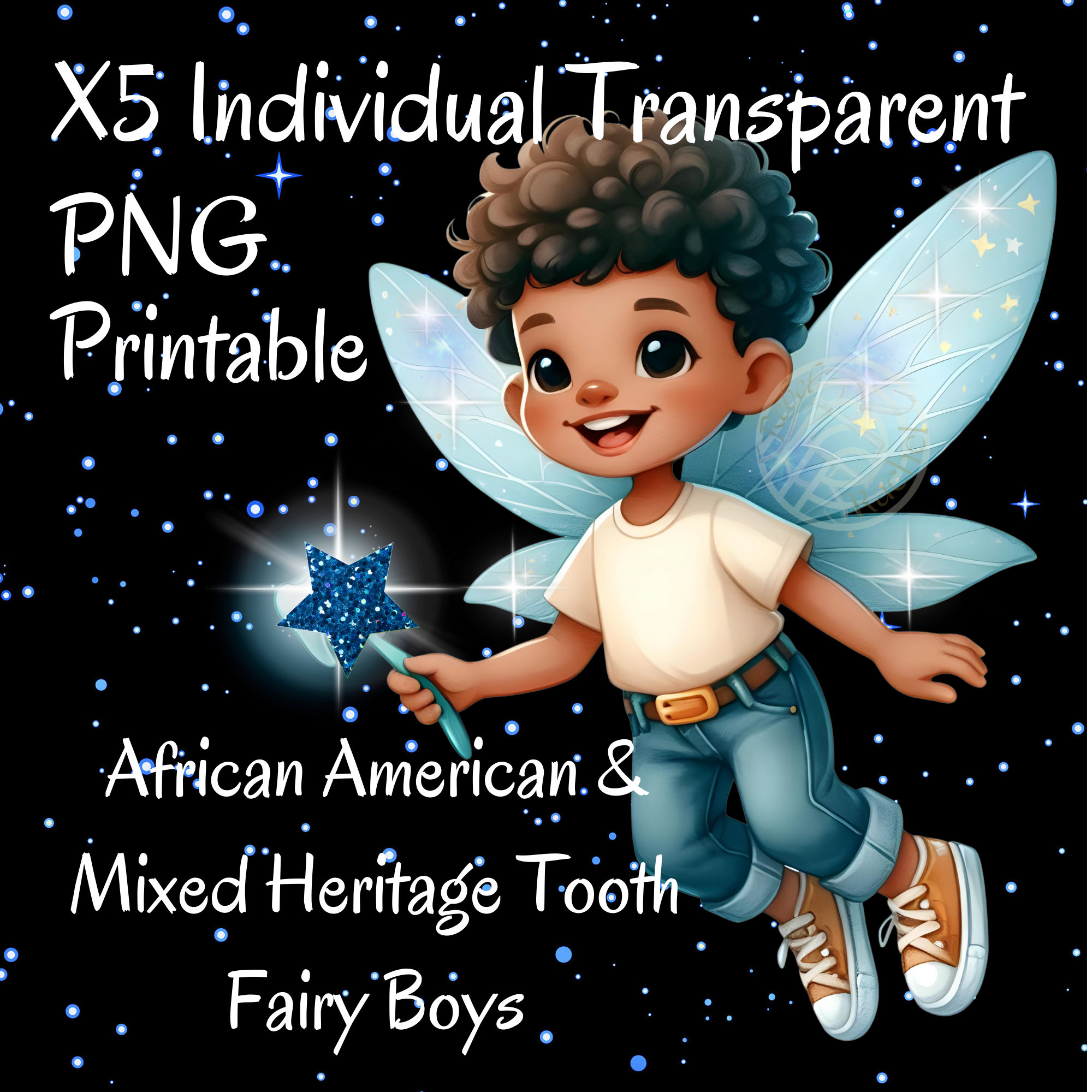 Boy Tooth Fairy Printable Boys Tooth Fairy Sublimate African American ...