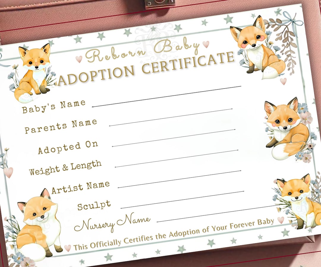 Reborn Doll Adopt Certificate, Printable Certificate Reborn Babys ...