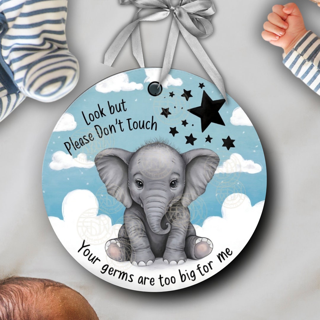 Stroller Sign, Please Don't Touch Baby Carseat Tag, Blue Elephant Cute ...