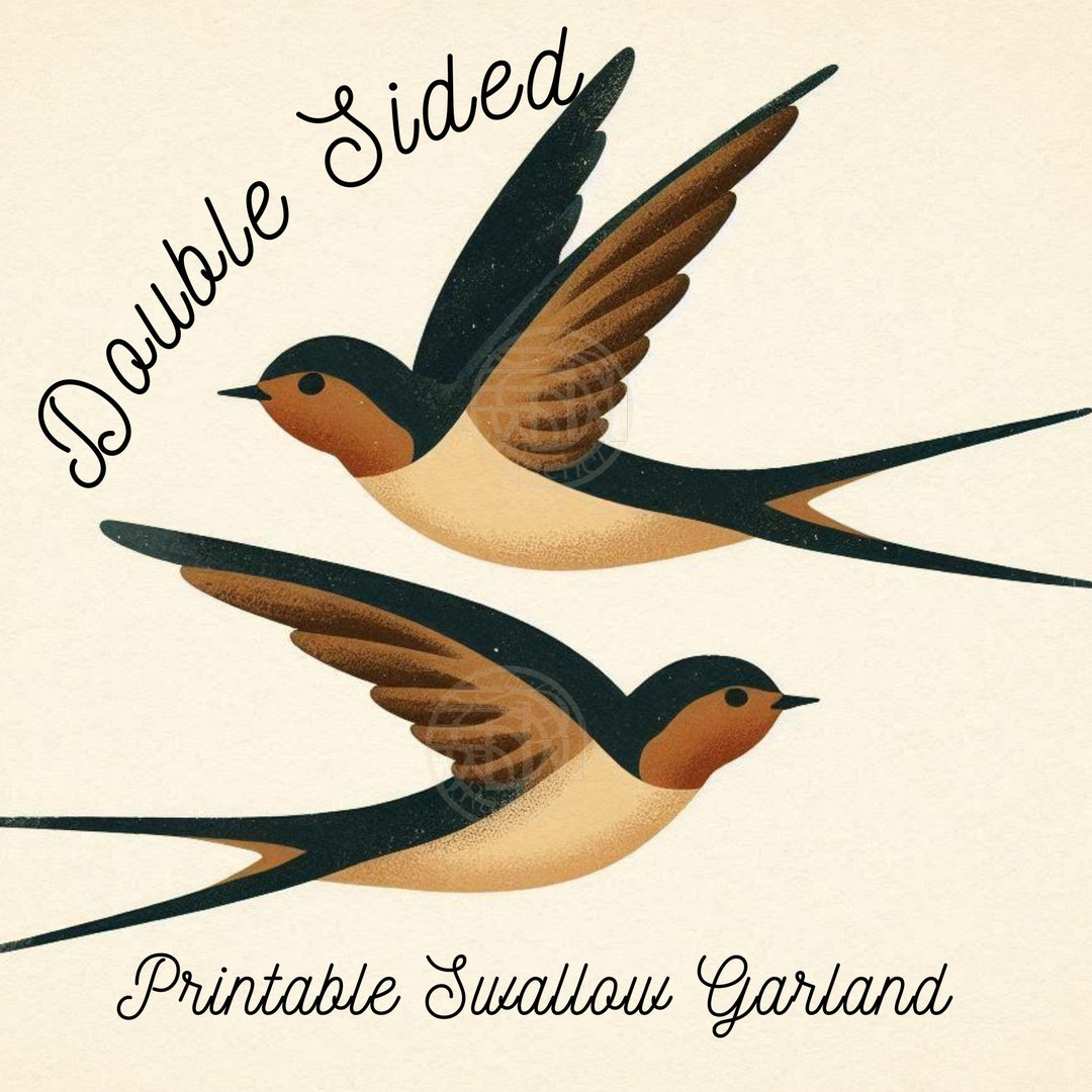 Swallow Garland, Printable Bird Hanger, Window Hanging Decoration, Boho ...
