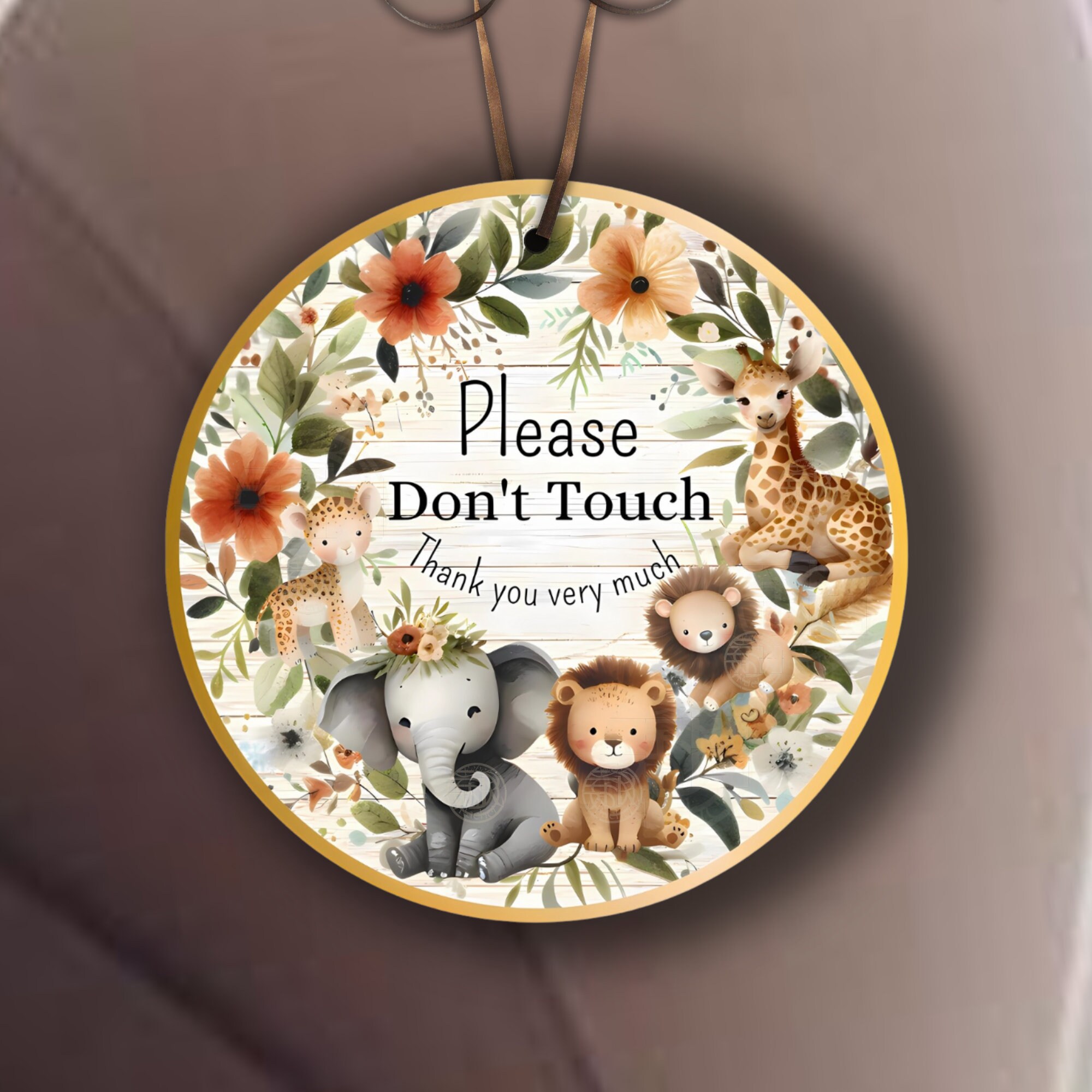 Watercolor Safari Animals Stroller Tag: Please Don't Touch Sign ...