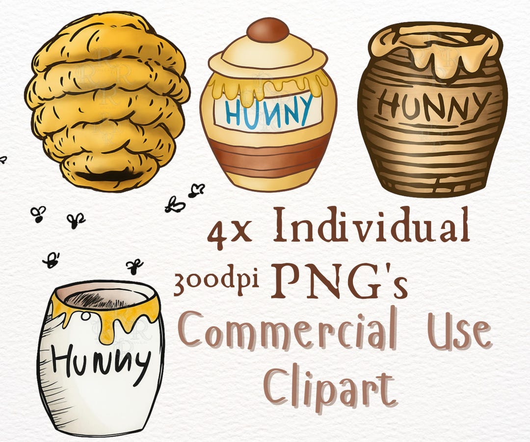 Classic Winnie the Pooh Clipart Bundle Hunny Pots and Honey Bee Hive ...
