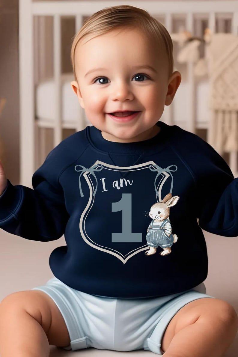 Crest With Bunny and Bows PNG Blue Watercolor Baby Boy Rabbit Wearing ...