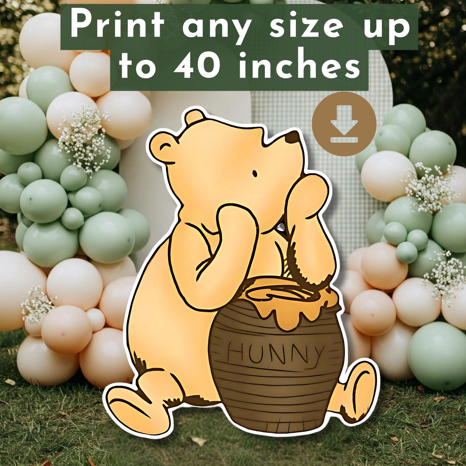 Winnie the Pooh Party Cutout Printable Photo Prop, Life-size Pooh Bear ...