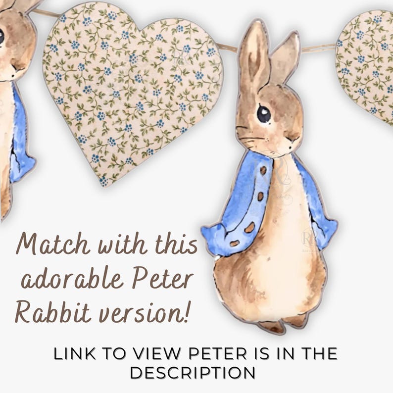 Girls Peter Rabbit Garland Printable Bunting, Vintage Flopsy Bunny Baby ...