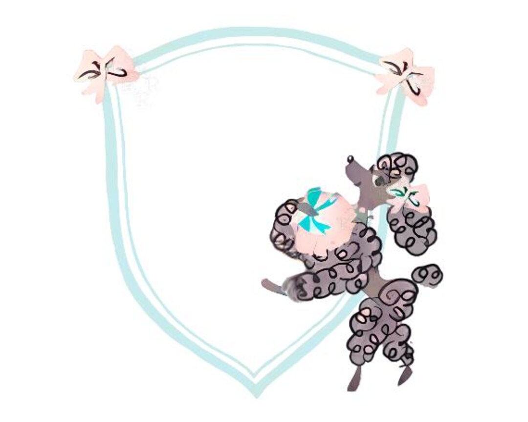 Dog Crest Frame Clipart, Retro Poodle Mid Century Modern Atomic PNG ...