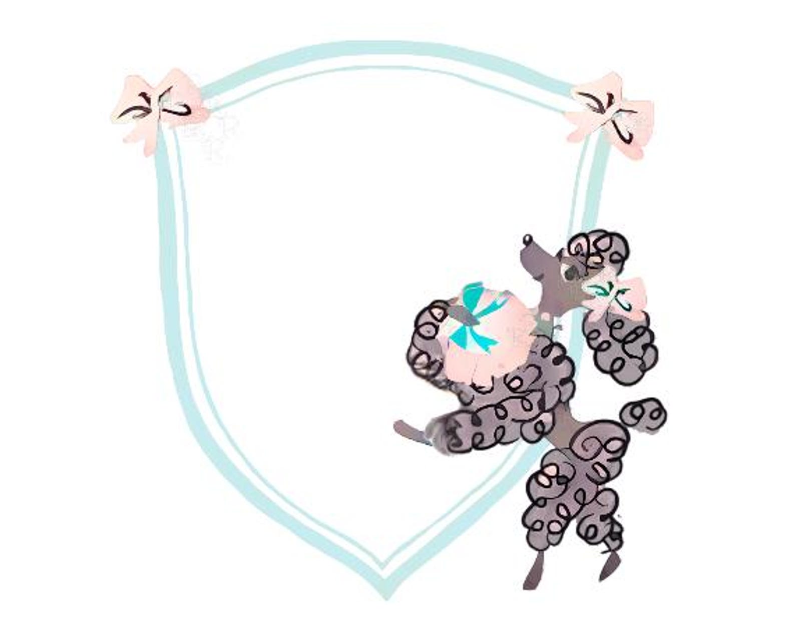 Dog Crest Frame Clipart, Retro Poodle Mid Century Modern Atomic PNG ...