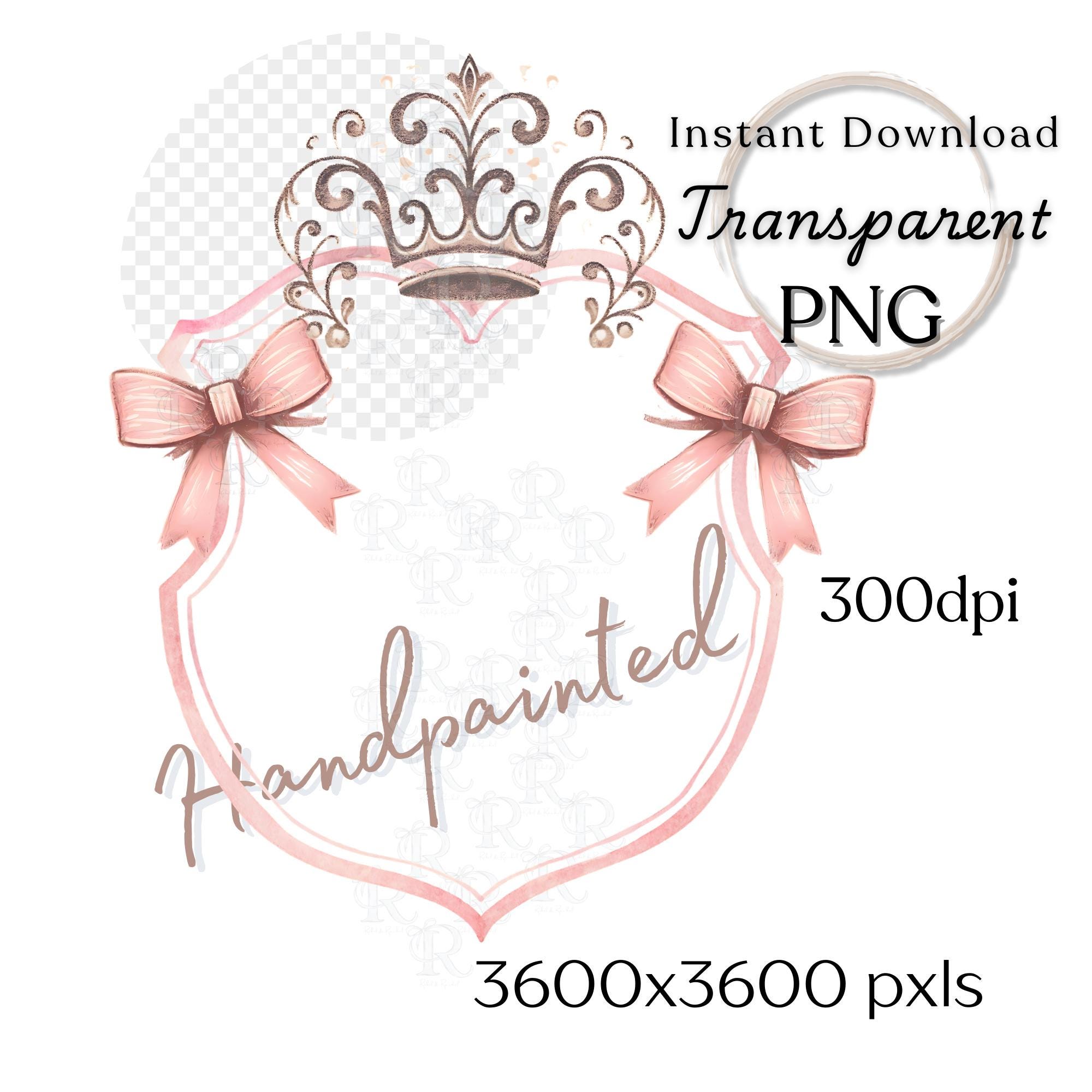 Pink Crest Clipart, Grandmillennial Bow Frame PNG, Coquette Pastel ...