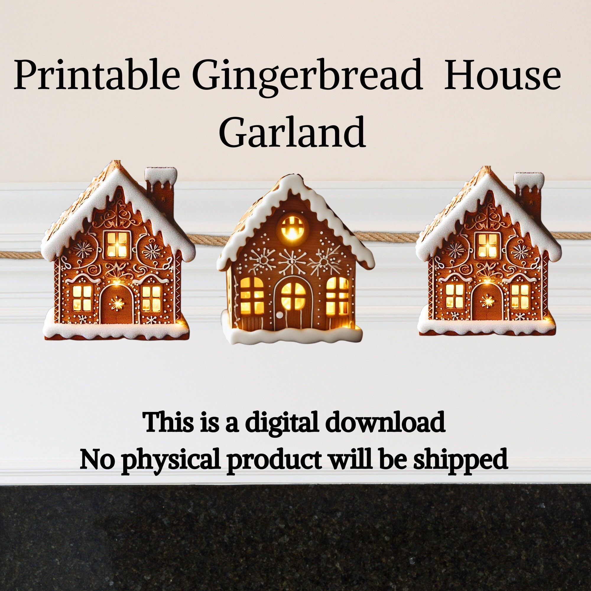 Gingerbread House Garland: Printable Christmas Bunting (digital ...
