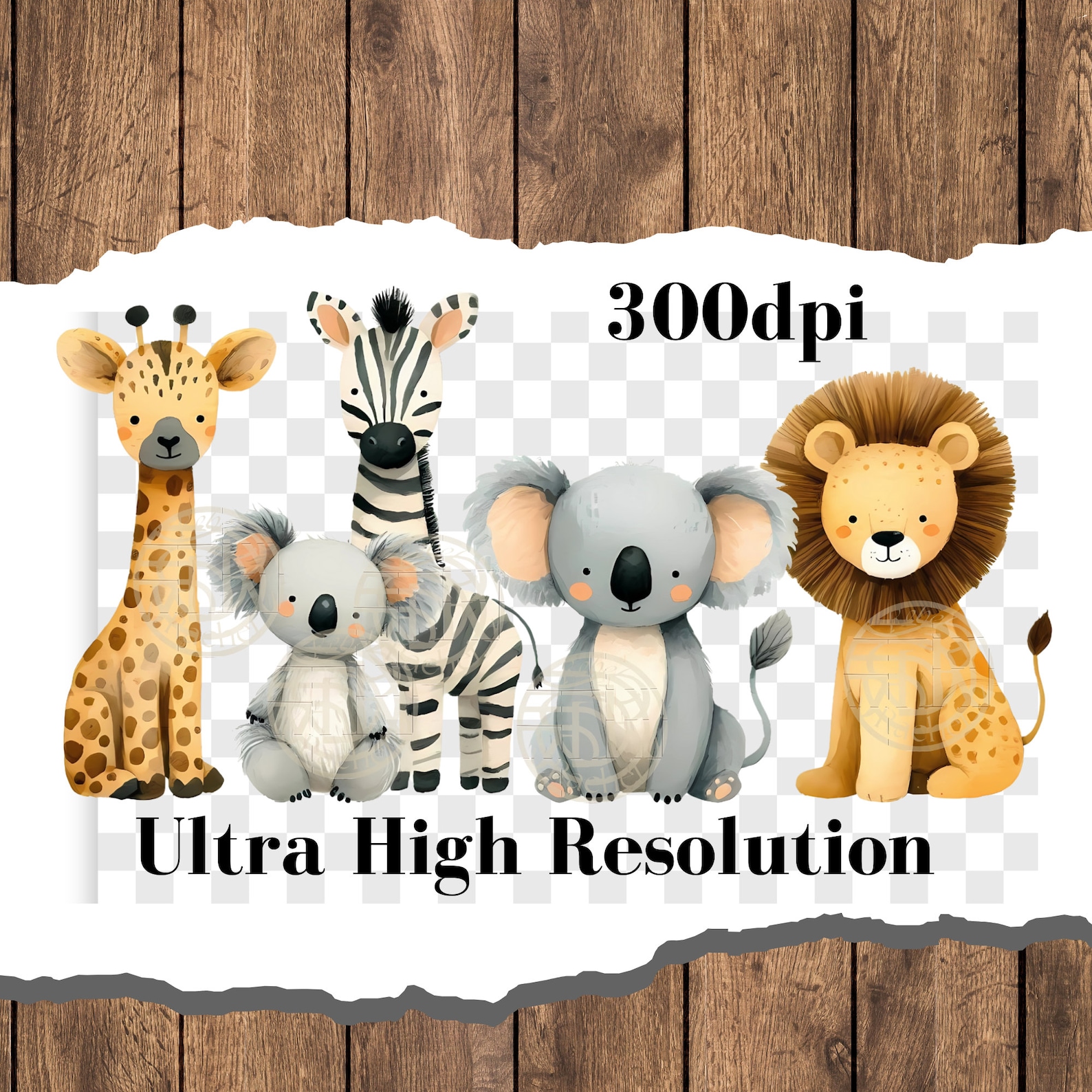 Jungle Baby Animals Clipart Bundle, Whimsical Watercolor Safari Babies ...