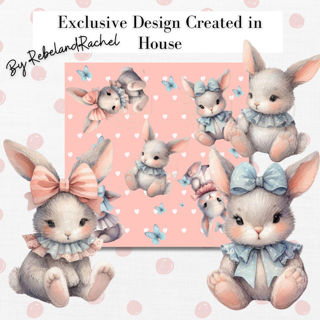 Bunny Hop Seamless Repeat Pattern, Peach and Sky Blue Baby Bunnies ...