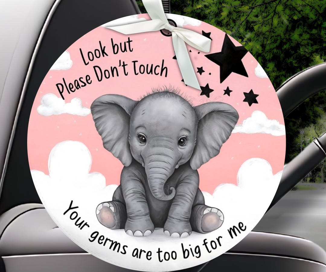 Pink Elephant Stroller Sign, Baby Carseat Germ Tag (printable) - Etsy
