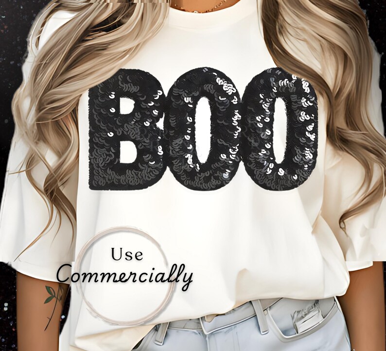 Boo Sequin PNG, Faux Embroidery Patch Textured Glitter Effect Halloween ...