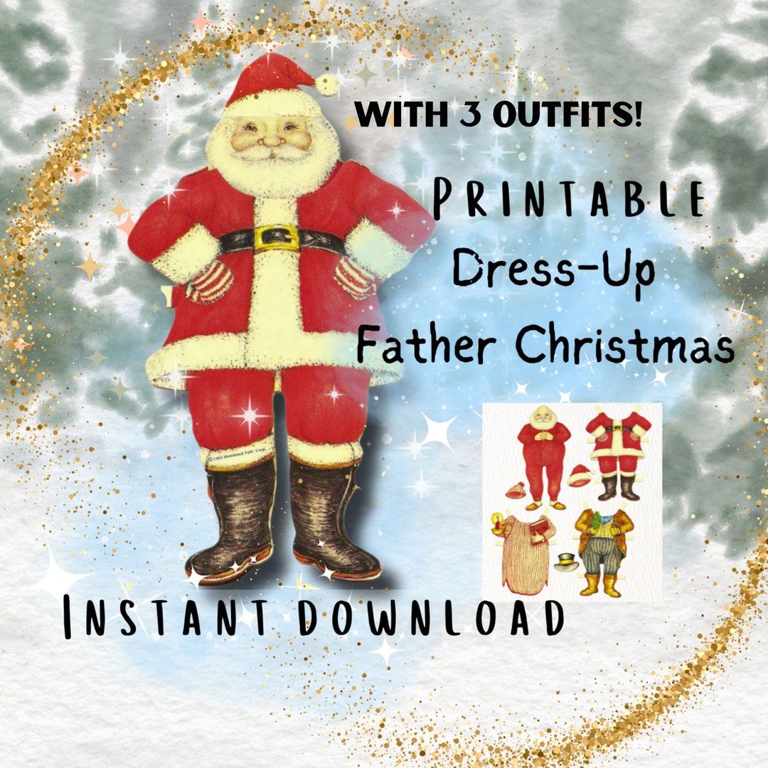 Father Christmas Paper Doll Printable Vintage Santa Dress up - Etsy