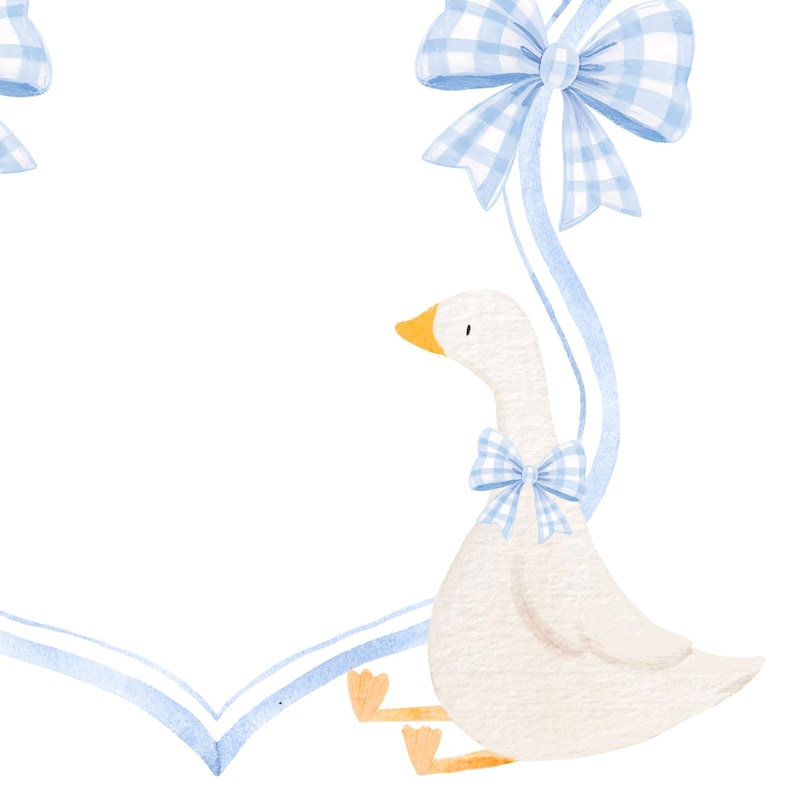 Goose Crest Gingham Bow Frame Clipart Png Bundle, Coquette Bows Crest ...