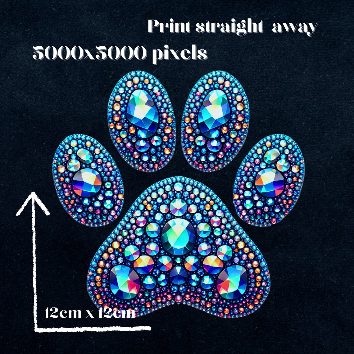 Paw Print Colourful Bright PNG, Bling, Diamond Paw Png, Paw Print ...