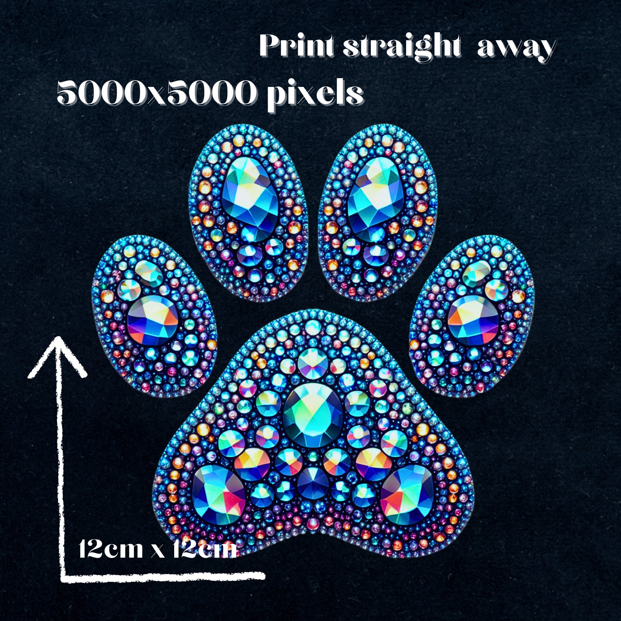 Paw Print Colourful Bright PNG, Bling, Diamond Paw Png, Paw Print ...