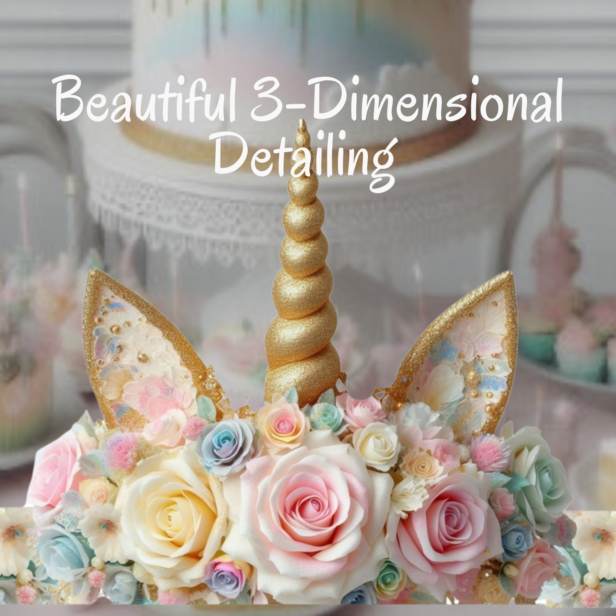 Unicorn Crowns, Printable Unicorn Party Crown, Shabby Chic Roses Crown ...