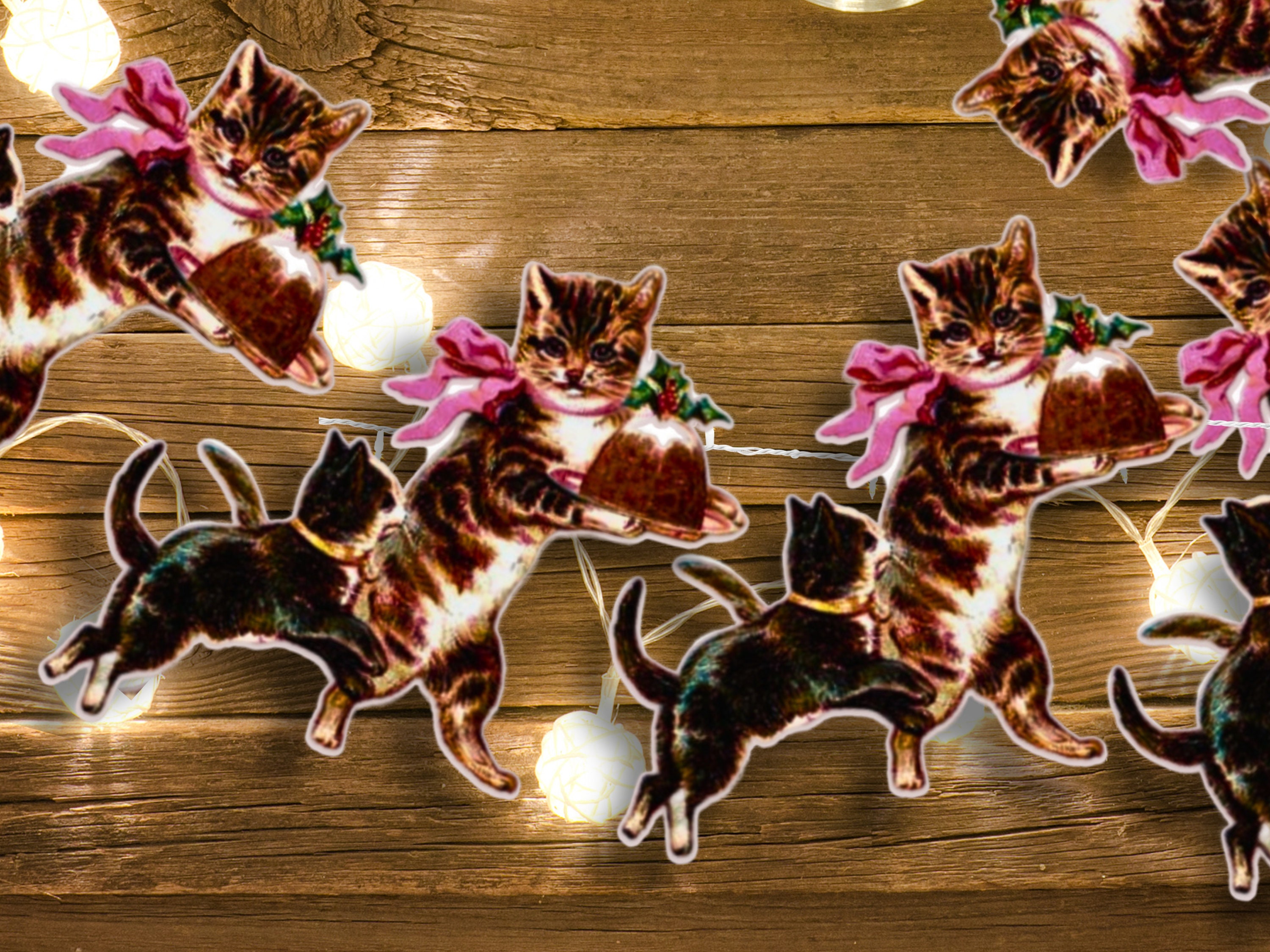 Vintage Cat Christmas Pudding Garland Printable Paper - Etsy Canada