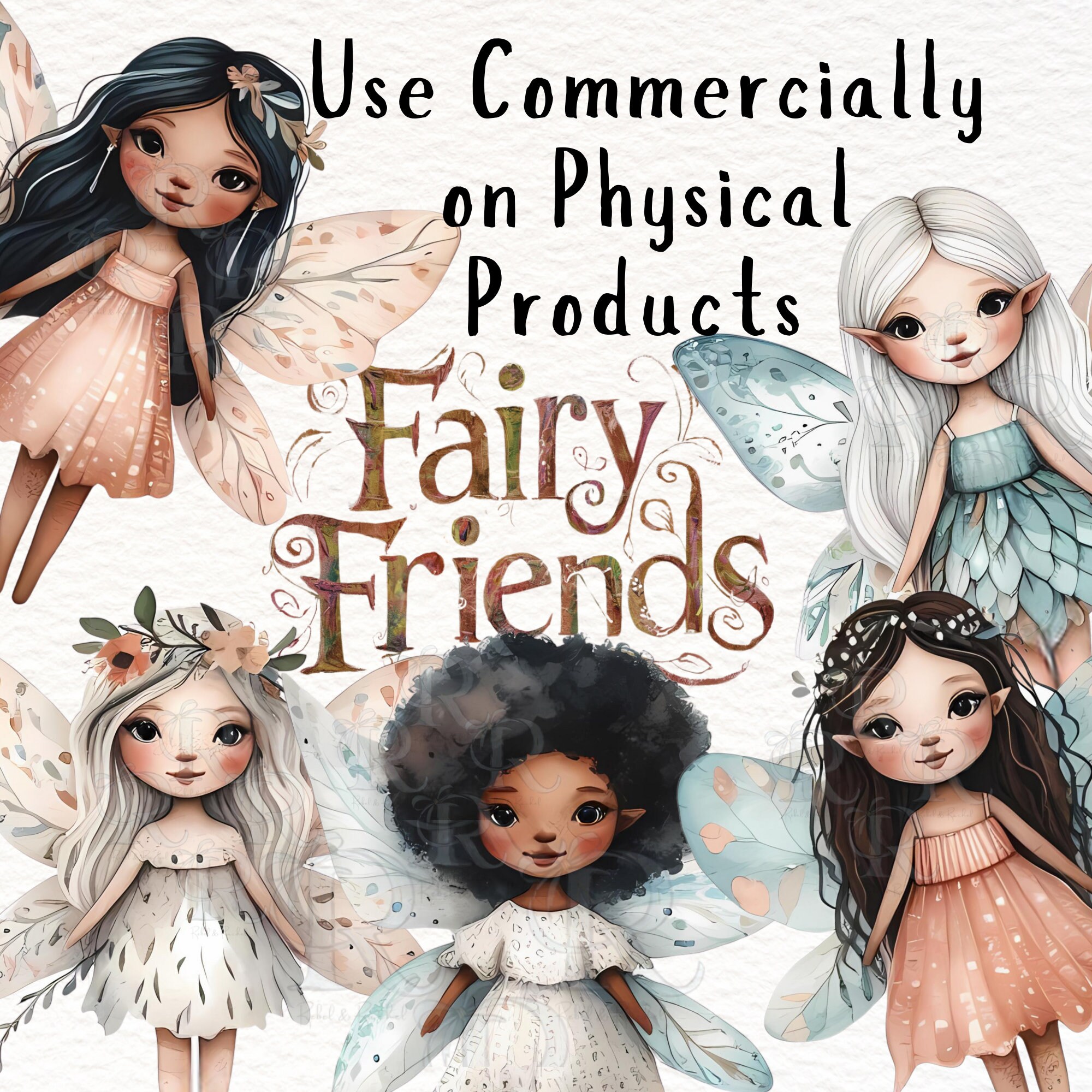 Whimsical Fairies Clipart Bundle: Multicultural Cottagecore PNG ...