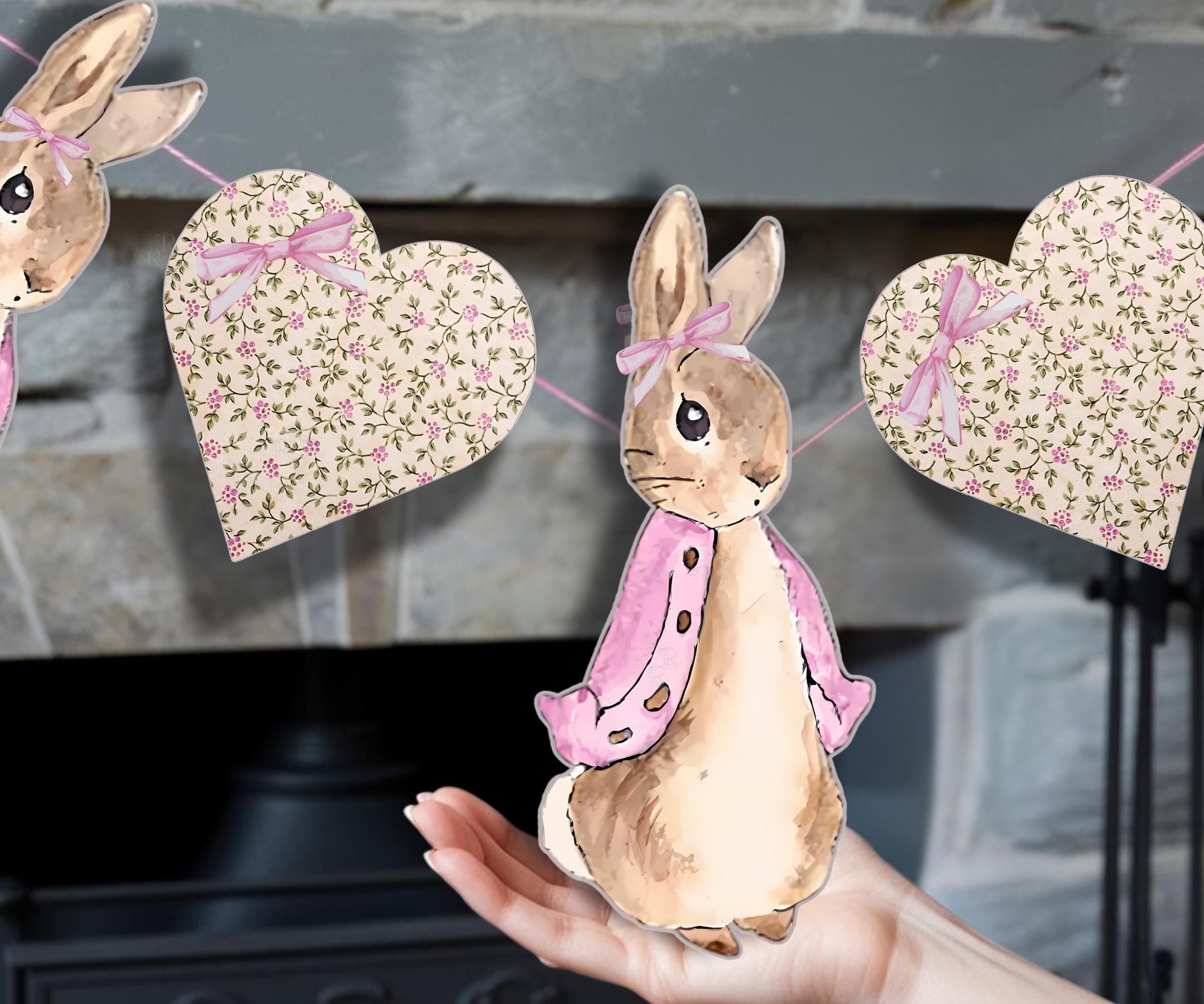 Girls Peter Rabbit Garland Printable Bunting, Vintage Flopsy Bunny Baby ...