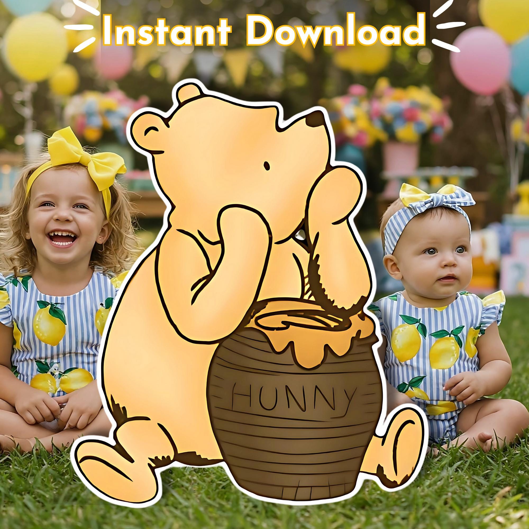 Winnie the Pooh Party Cutout Printable Photo Prop, Life-size Pooh Bear ...