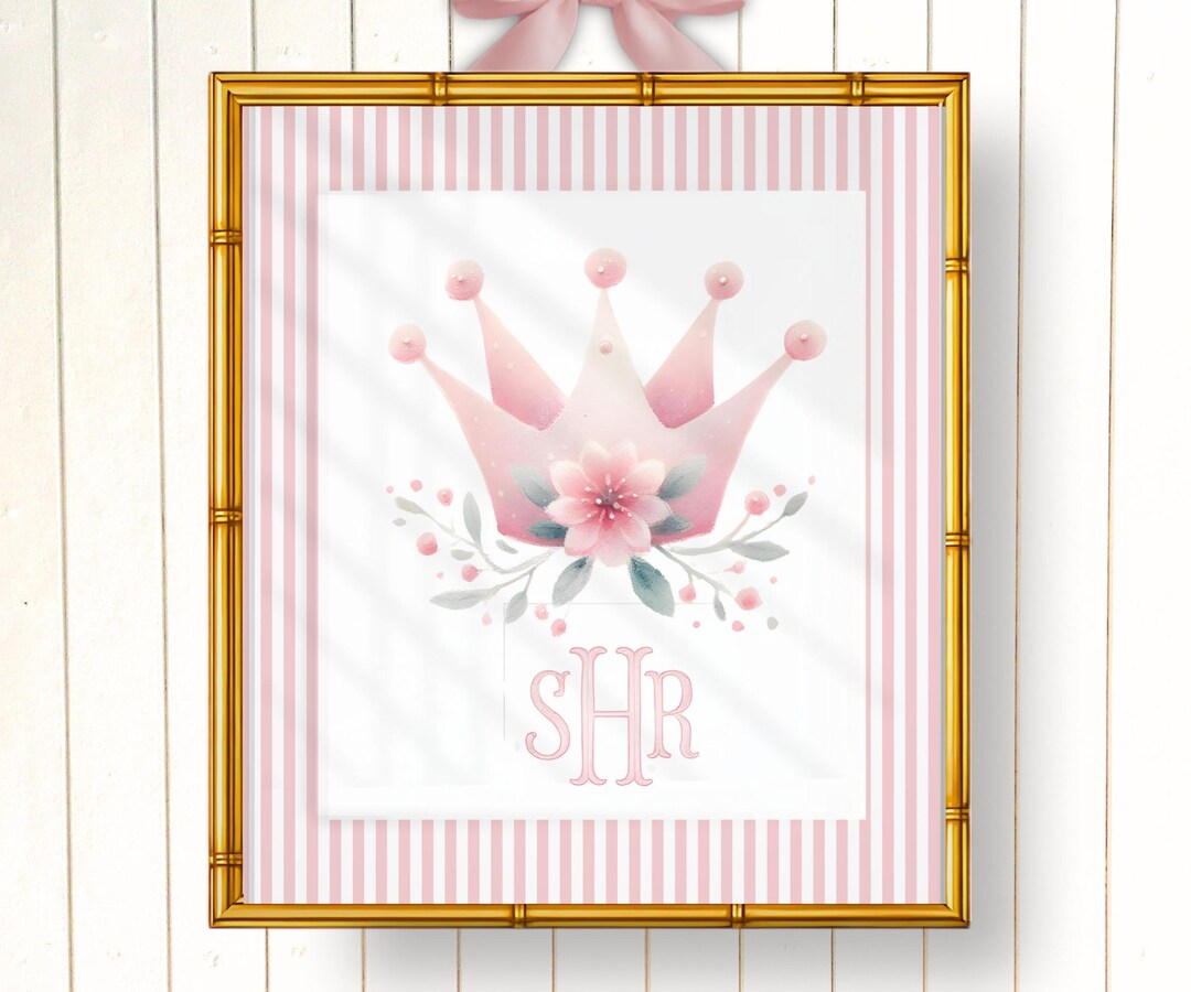 Pink Watercolor Princess Crown Clipart Grandmillennial Coquette Nursery ...