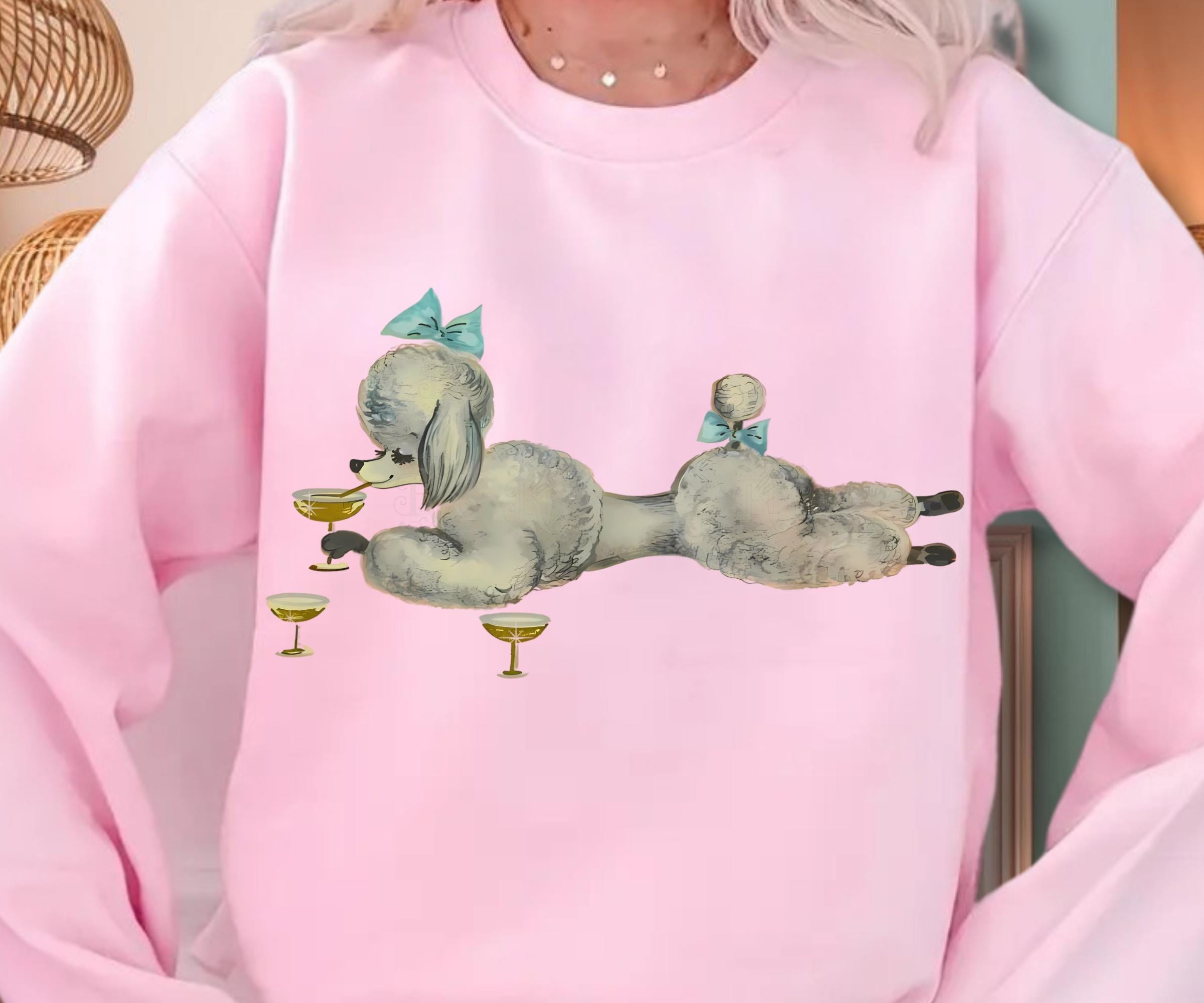 Vintage Poodle PNG, Cocktail Party Poodles Mid Century Modern Pink ...