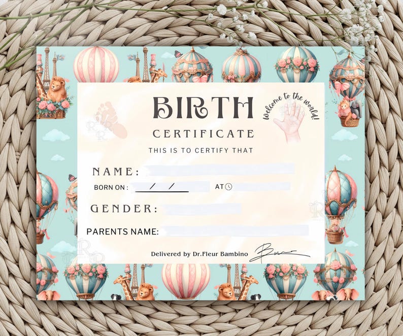 Printable Reborn Doll Birth Certificate, Keepsake (digital Download) - Etsy