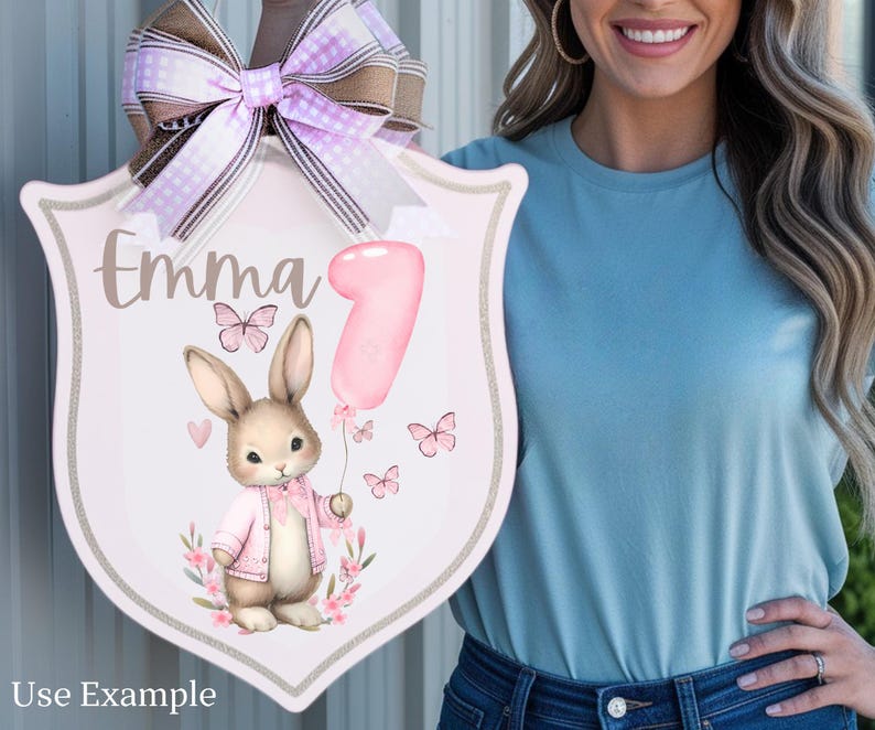 Girls First Birthday Bunny Clipart, Cute Rabbit 1st Birthday Baby Girl ...